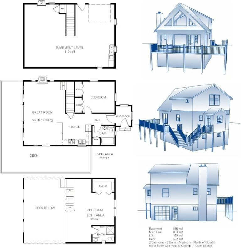 24x40 3-Cabin Home Plans With Plumbing All on One Side - Plumbing Tips ...