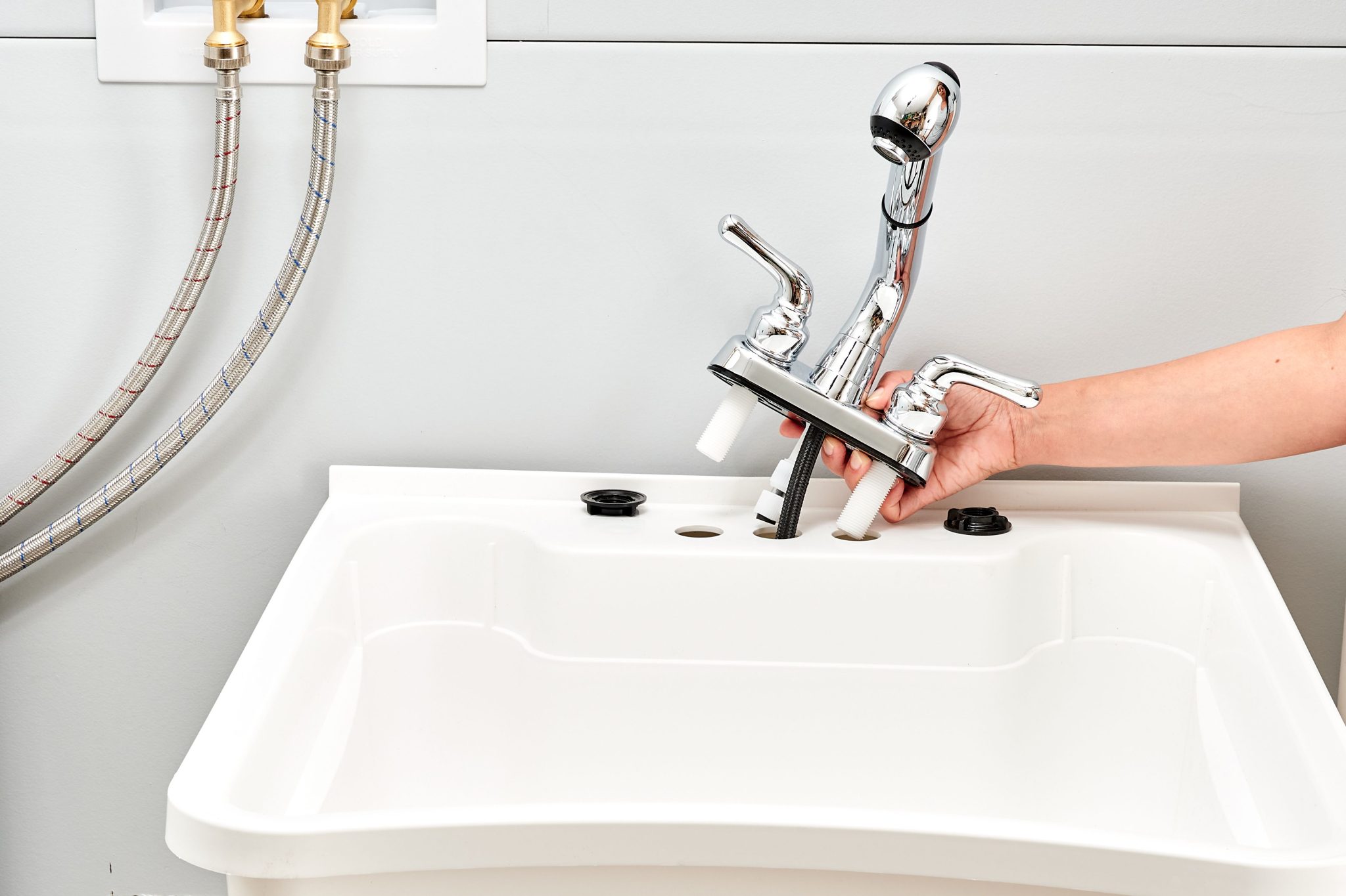 How to Install Plumbing Drain and Water Line for a Laundry Sink ...